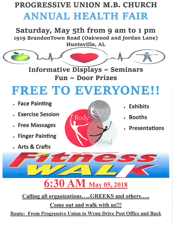 Annual Health Fair - Progressive Union Missionary Baptist Church